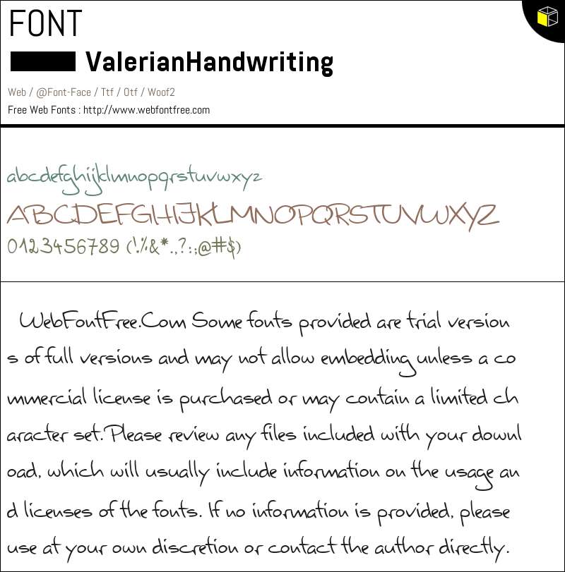 Valerian Handwriting Fonts Downloads - WebFontFree.Com