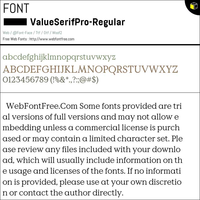 Value Serif Pro Regular Fonts Downloads - WebFontFree.Com
