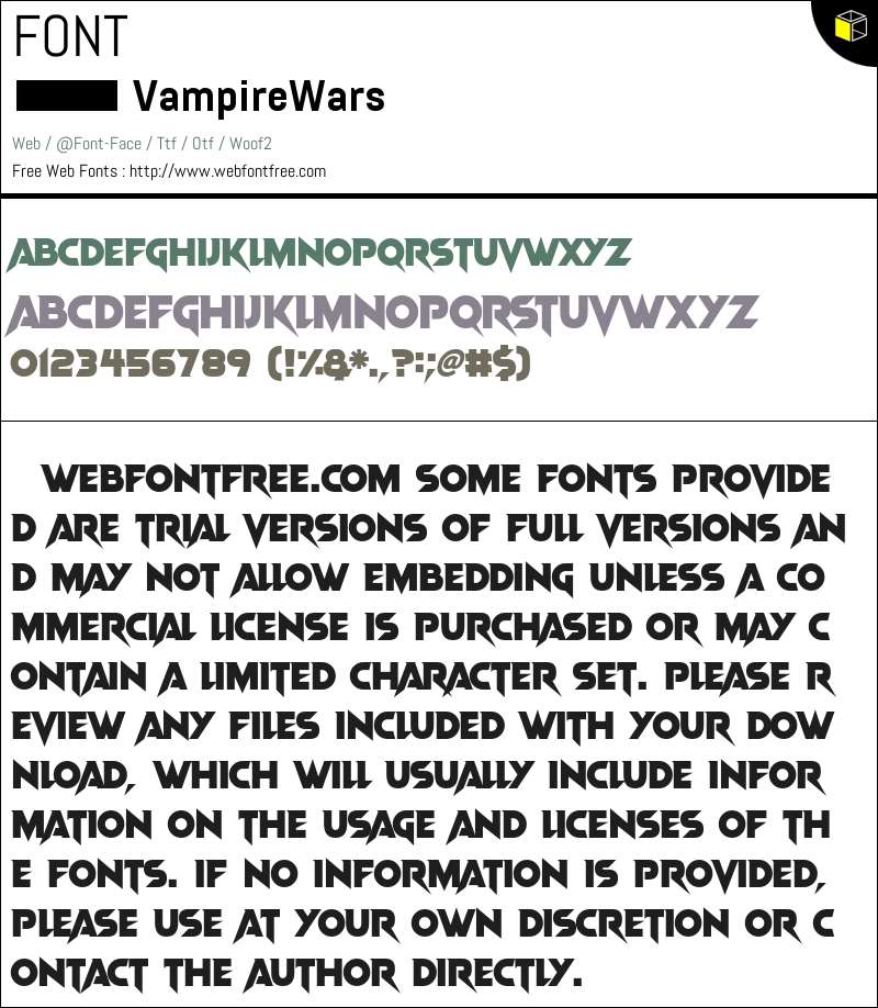 Vampire Wars Fonts Downloads - WebFontFree.Com