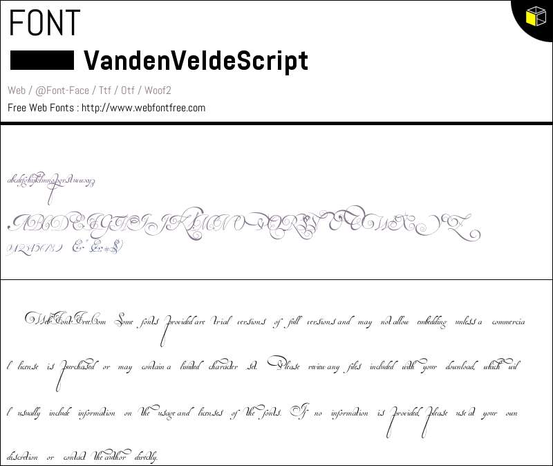Van den Velde Script Fonts Downloads - WebFontFree.Com