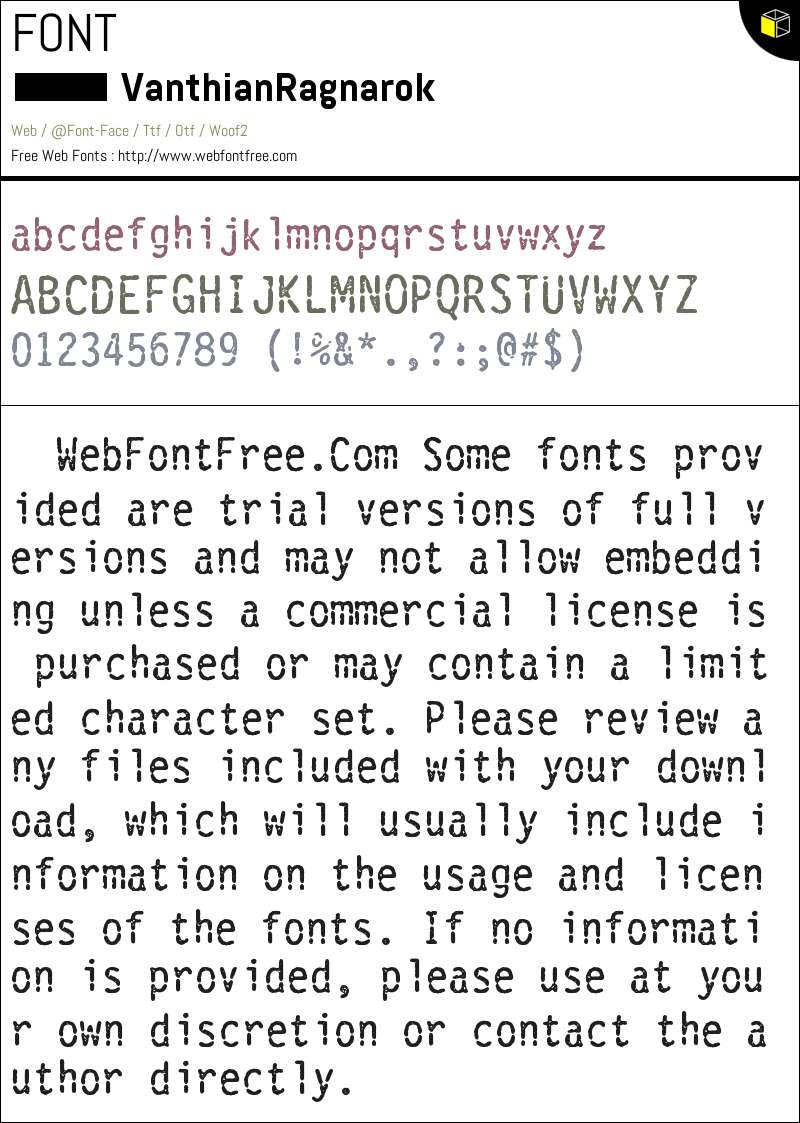 Vanthian Ragnarok Fonts Downloads - WebFontFree.Com