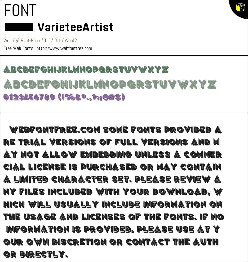 Variet Artist Fonts Downloads - WebFontFree.Com