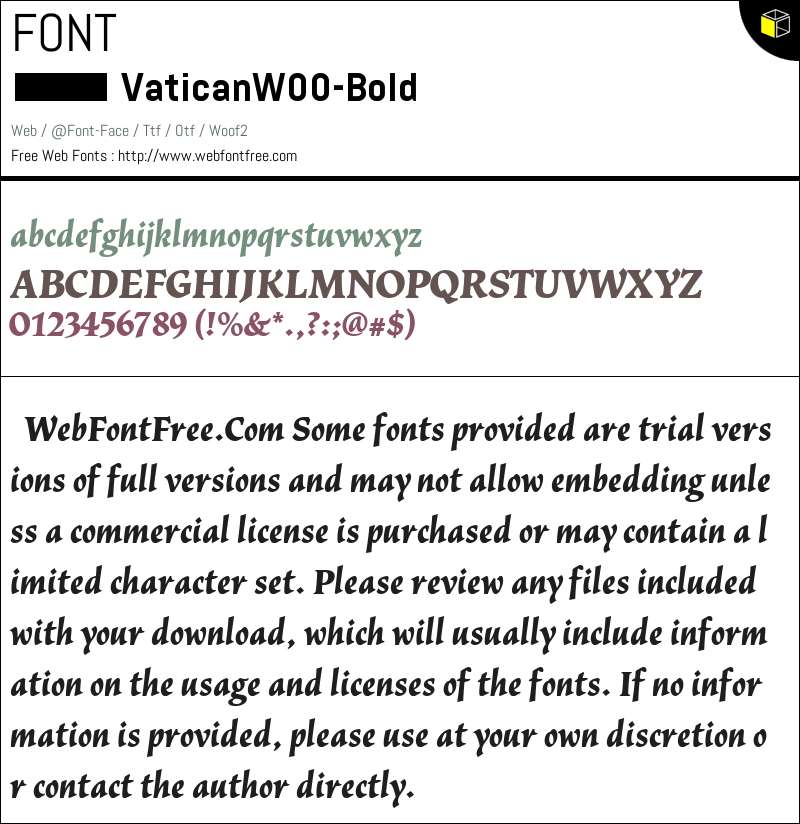Vatican W00 Bold Fonts Downloads - WebFontFree.Com