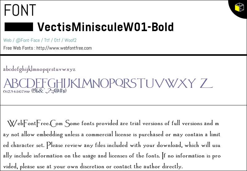 Vectis Miniscule W01 Bold Fonts Downloads - WebFontFree.Com