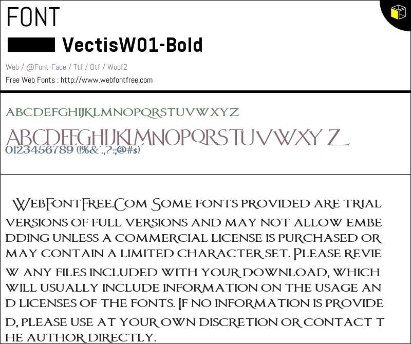 Vectis W01 Bold Fonts Downloads - WebFontFree.Com