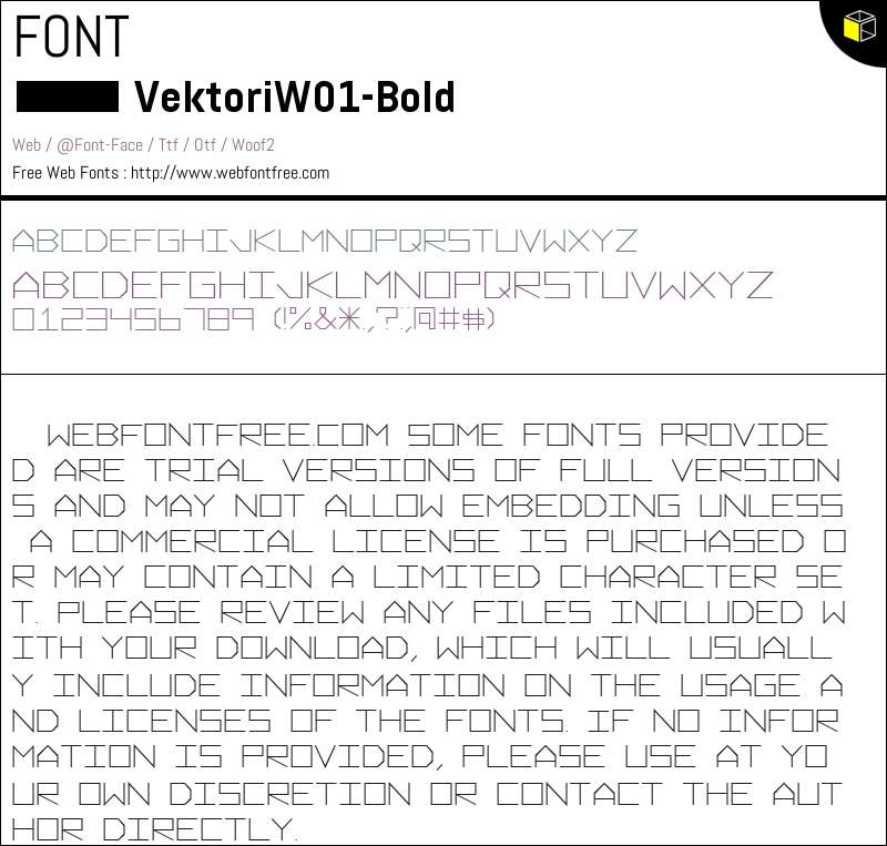 Vektori W01 Bold Fonts Downloads - WebFontFree.Com