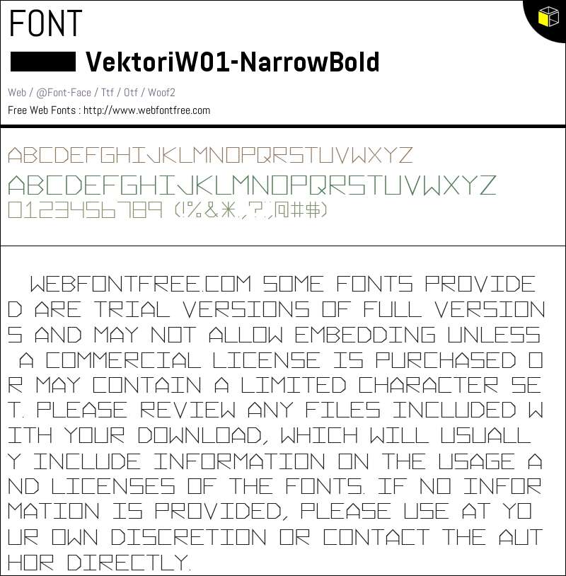 Vektori W01 Narrow Bold Fonts Downloads - WebFontFree.Com