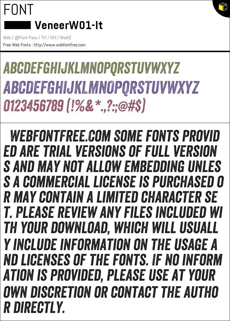 Veneer W01 It Fonts Downloads - WebFontFree.Com