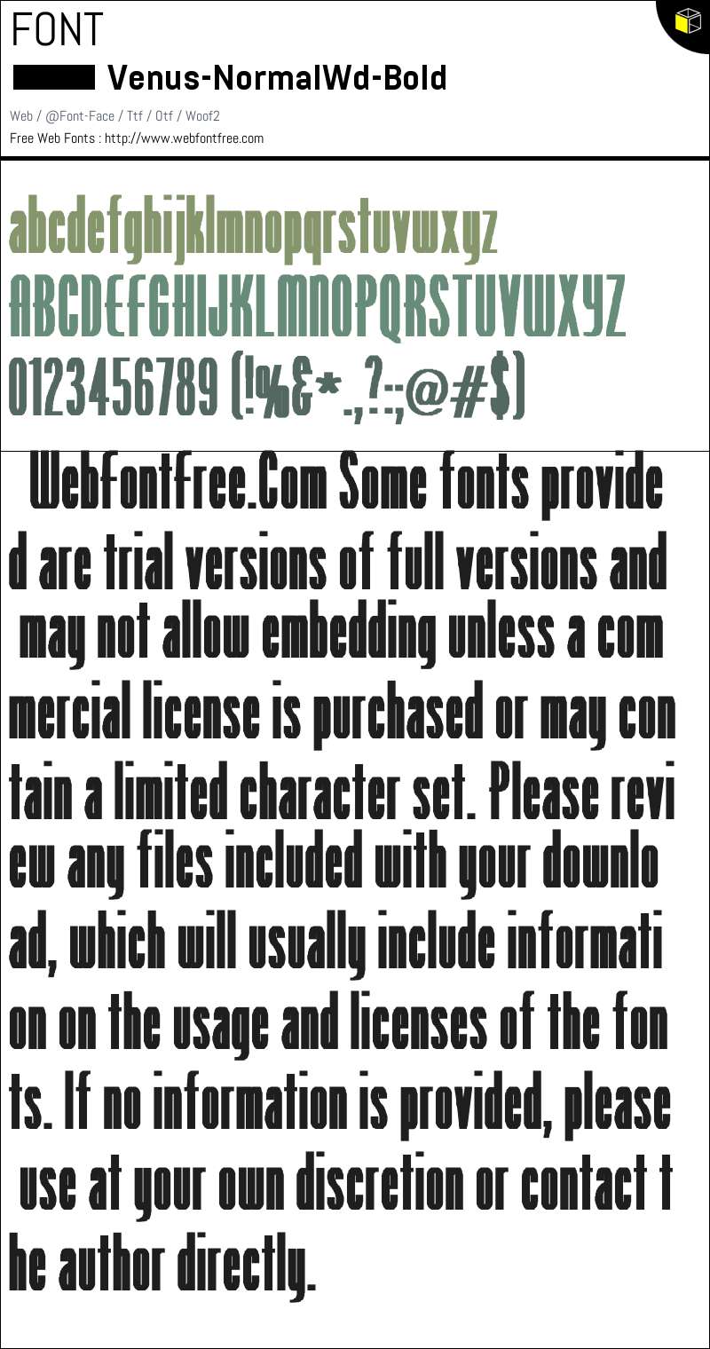Venus-Normal Wd Bold Fuentes Descargar - WebFontFree.Com