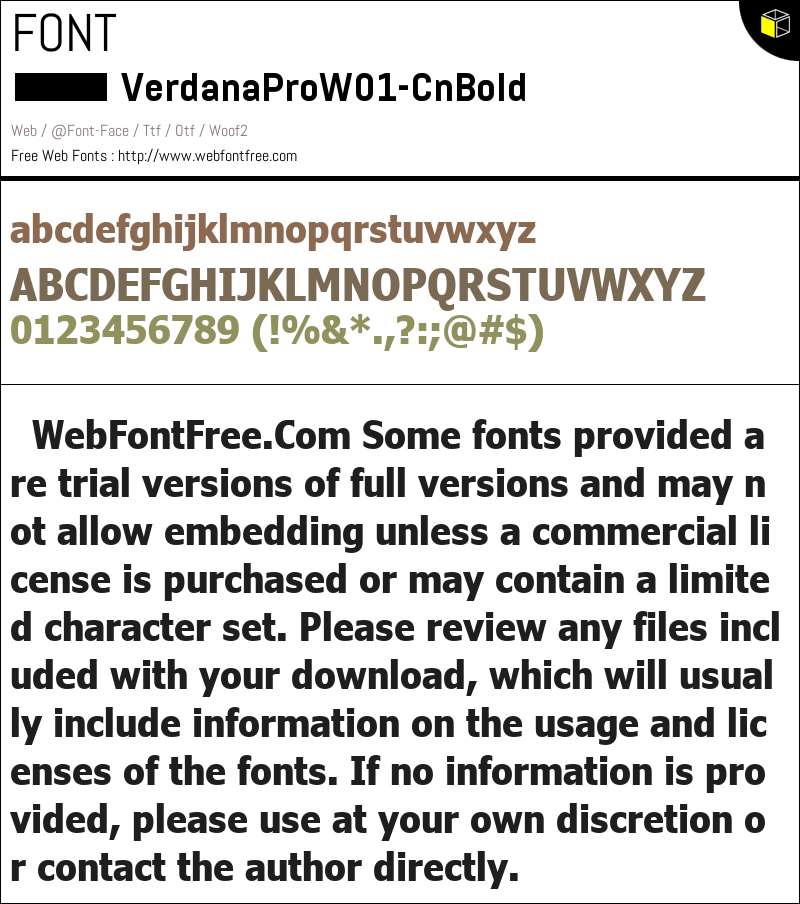 Verdana Pro W01 Cn Bold Fonts Downloads - WebFontFree.Com
