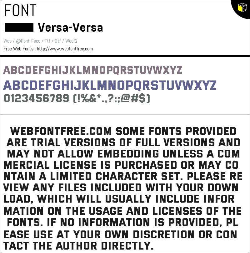 Versa Versa Fonts Downloads - WebFontFree.Com