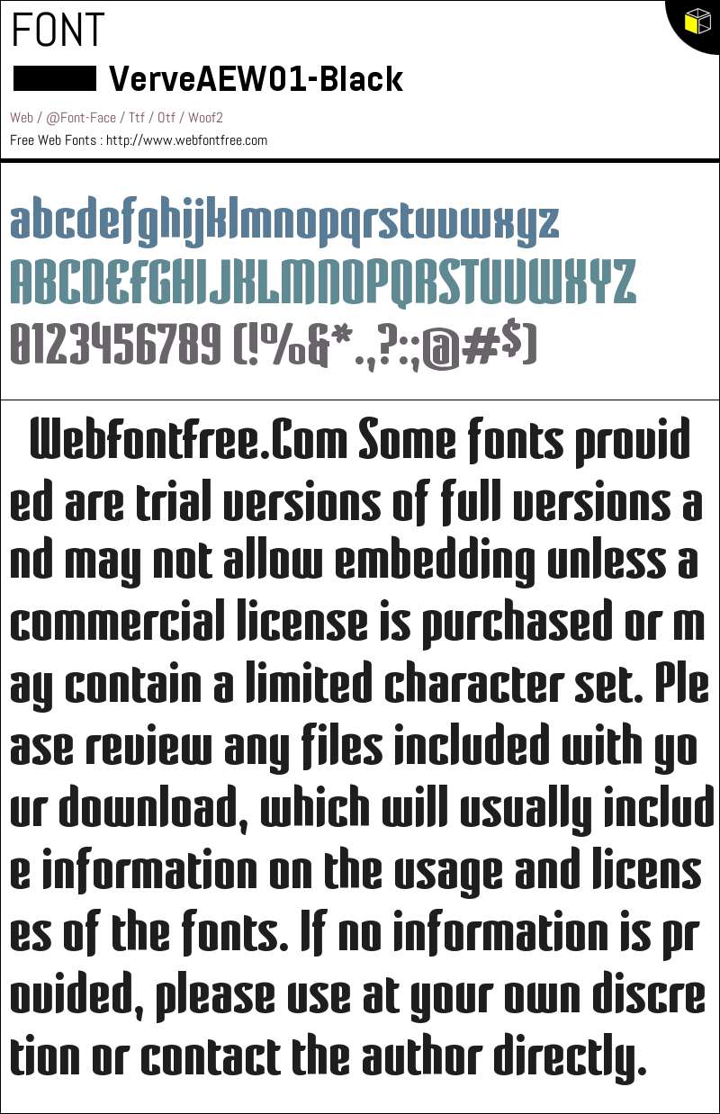 Verve AE W01 Black Fonts Downloads - WebFontFree.Com