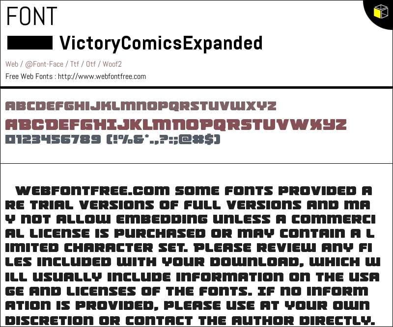 Victory Comics Expanded Fonts Downloads - WebFontFree.Com