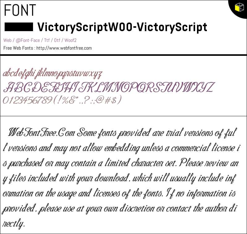 Victory Script W00 Victory Scr Fonts Downloads - WebFontFree.Com