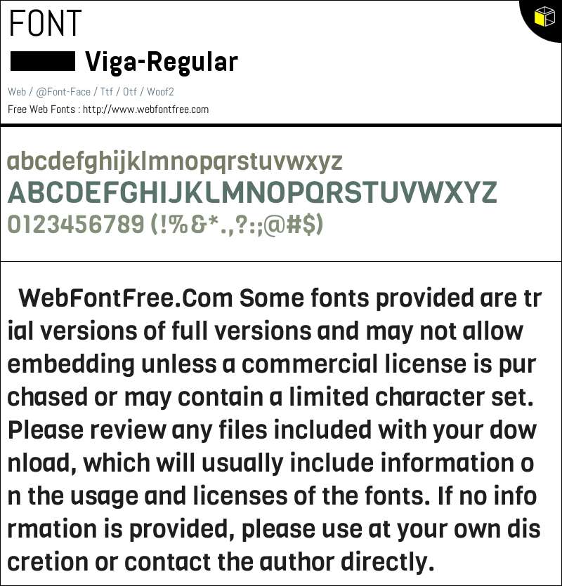 Viga-Regular Fonts Downloads - WebFontFree.Com