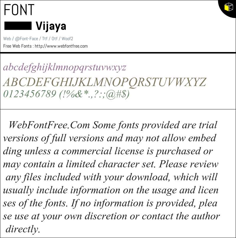 Vijaya Fonts Downloads - WebFontFree.Com
