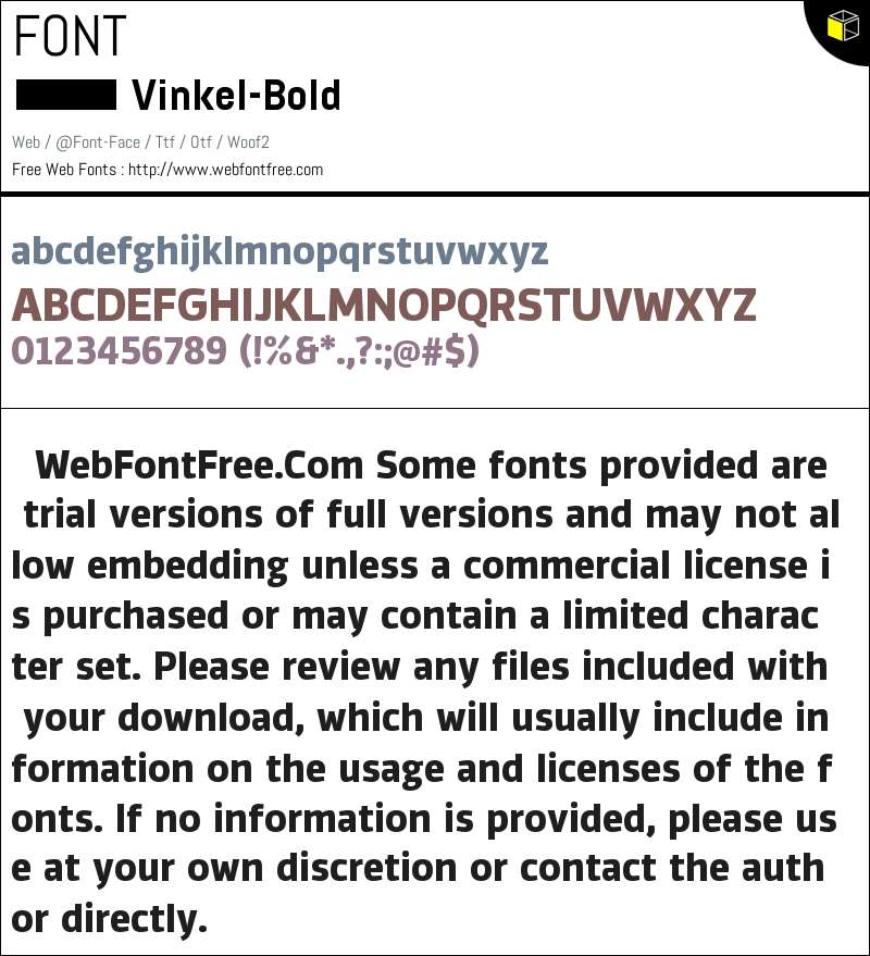 Vinkel-Bold Fonts Downloads - WebFontFree.Com