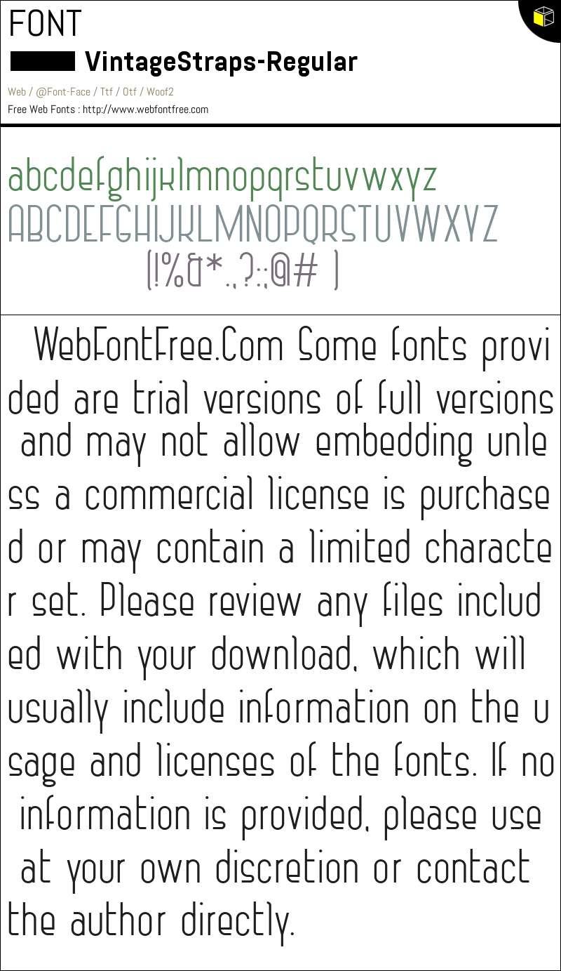 Vintage Straps Regular Fonts Downloads - WebFontFree.Com