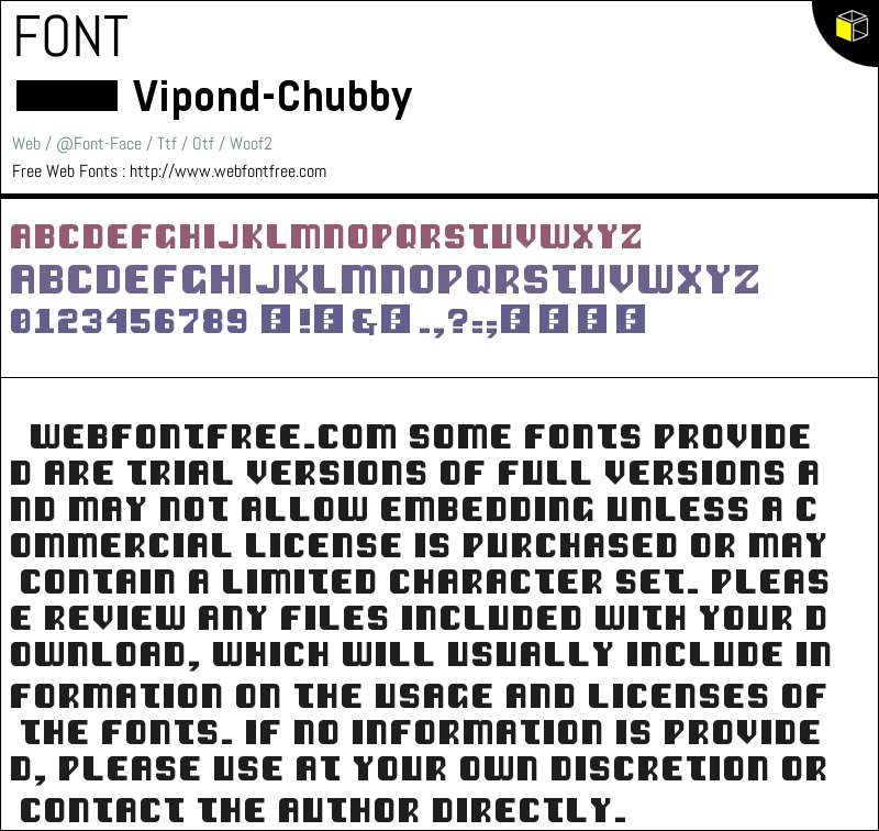 Vipond Chubby Regular Fonts Downloads - WebFontFree.Com