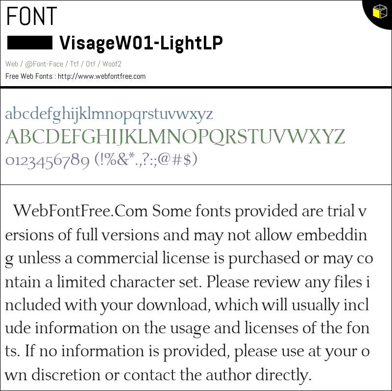 Visage W01 LightLP Fonts Downloads - WebFontFree.Com