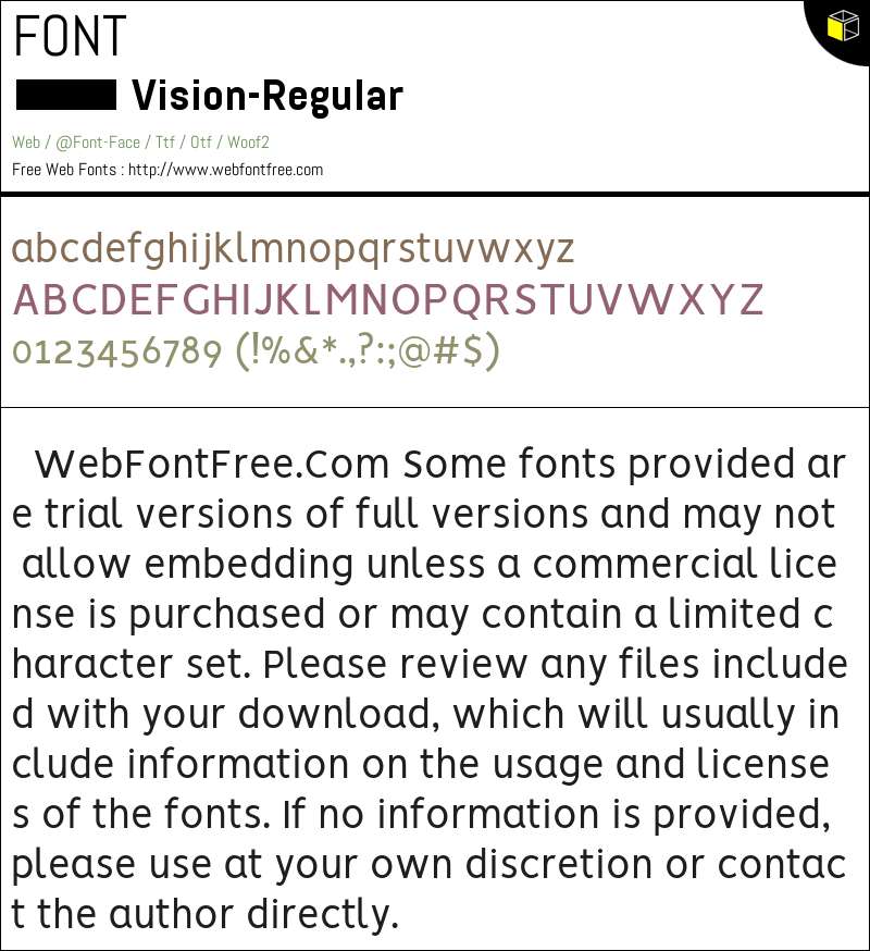 Vision Regular Fonts Downloads - WebFontFree.Com