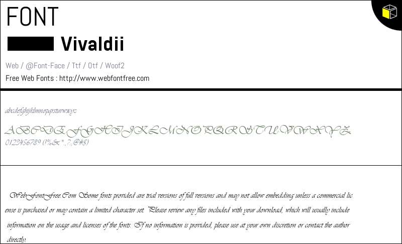 Vivaldi Italic 字体 下载 - WebFontFree.Com