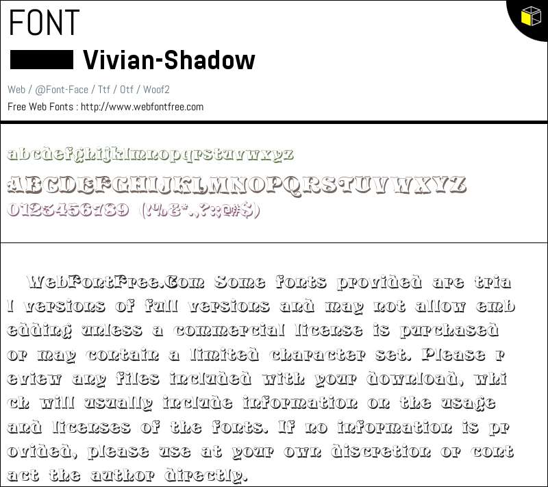 Vivian Shadow Fonts Downloads - WebFontFree.Com