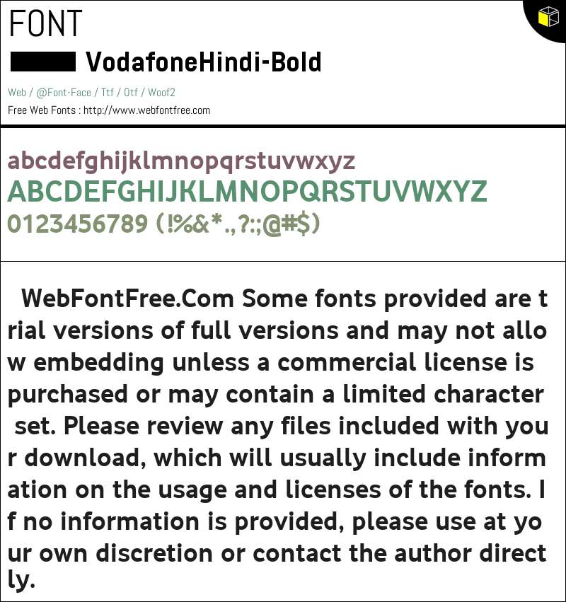 Vodafone Hindi Bold Fonts Downloads - WebFontFree.Com