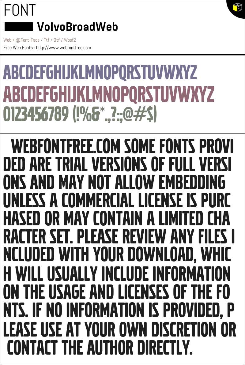 VolvoBroadWeb Fonts Downloads - WebFontFree.Com