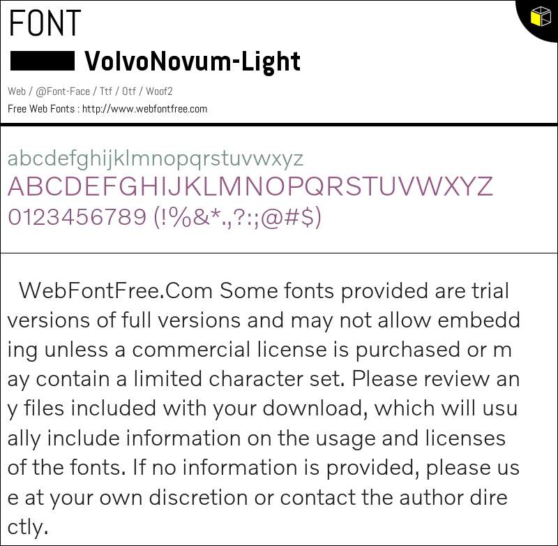 Volvo Novum Light Fonts Downloads - WebFontFree.Com
