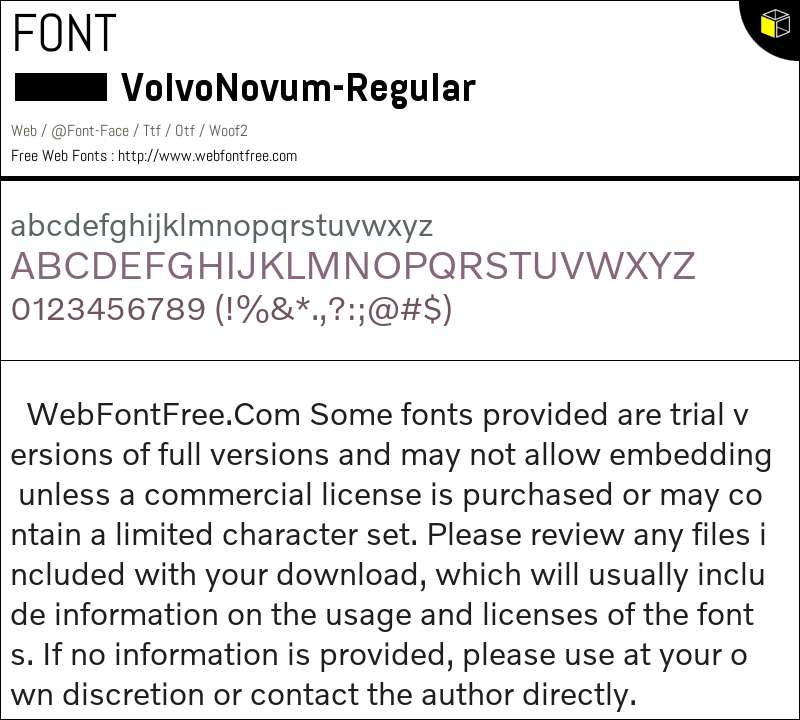Volvo Novum Regular Fonts Downloads - WebFontFree.Com