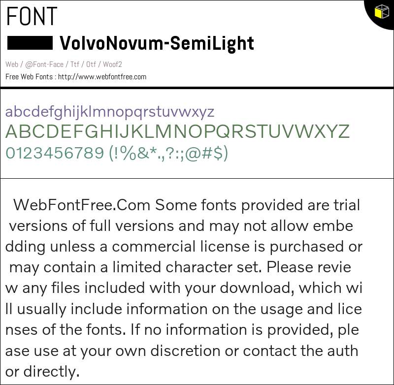 Volvo Novum SemiLight Fonts Downloads - WebFontFree.Com