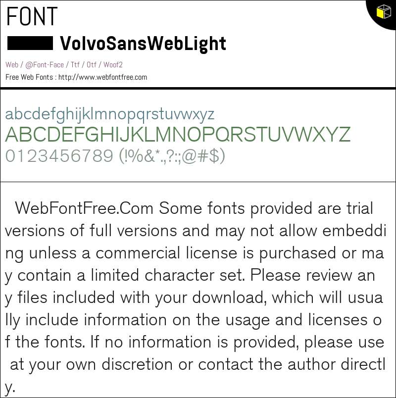 VolvoSansWebLight Fonts Downloads - WebFontFree.Com