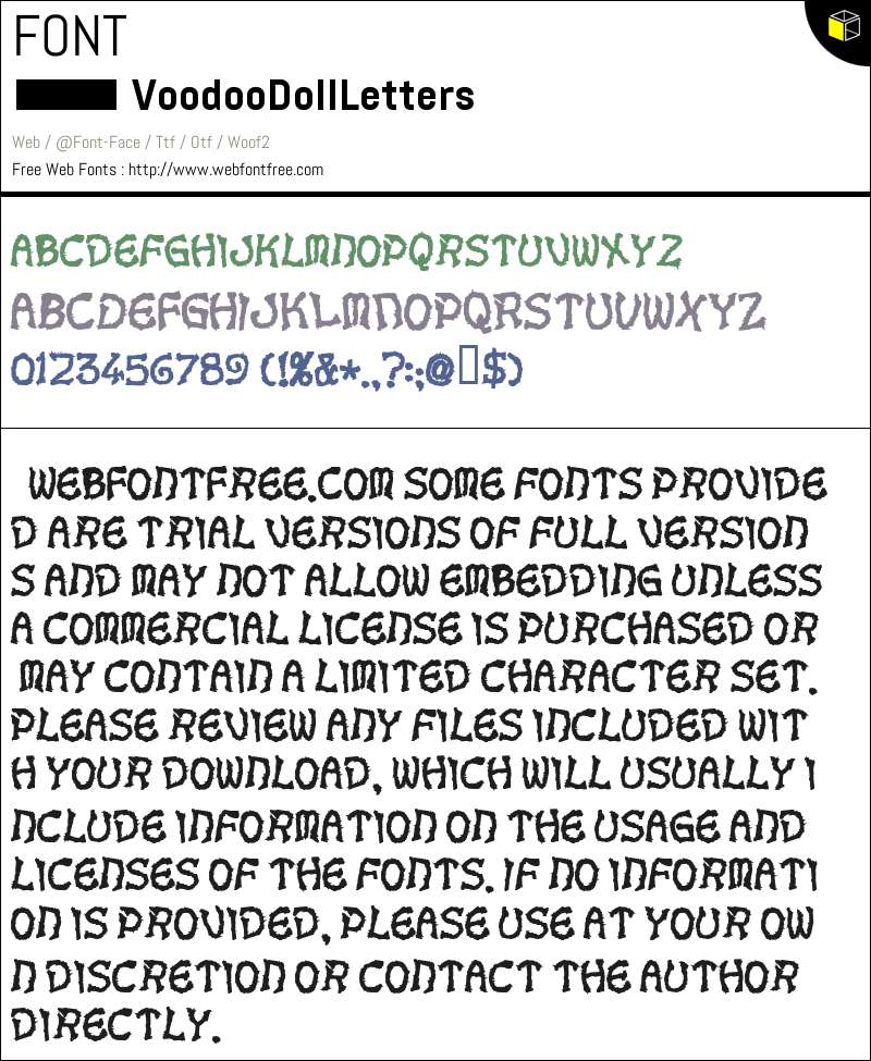 VoodooDollLetters Fonts Downloads - WebFontFree.Com