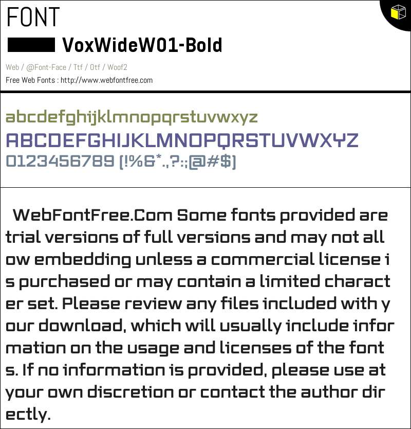 Vox Wide W01 Bold Fonts Downloads - WebFontFree.Com