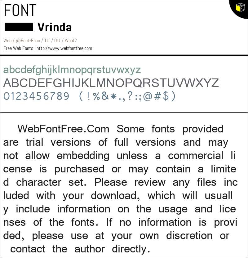 Vrinda Fonts Downloads - WebFontFree.Com
