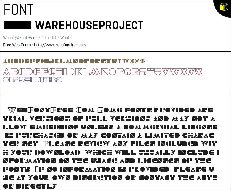 WAREHOUSE PROJECT Fonts Downloads - WebFontFree.Com