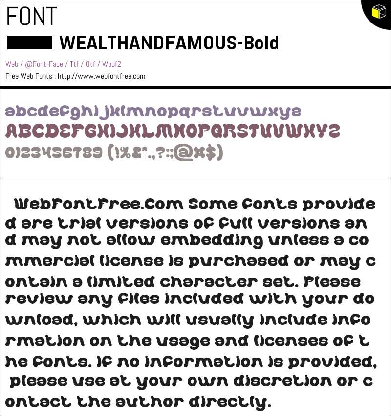 WEALTH AND FAMOUS Bold Fonts Downloads - WebFontFree.Com