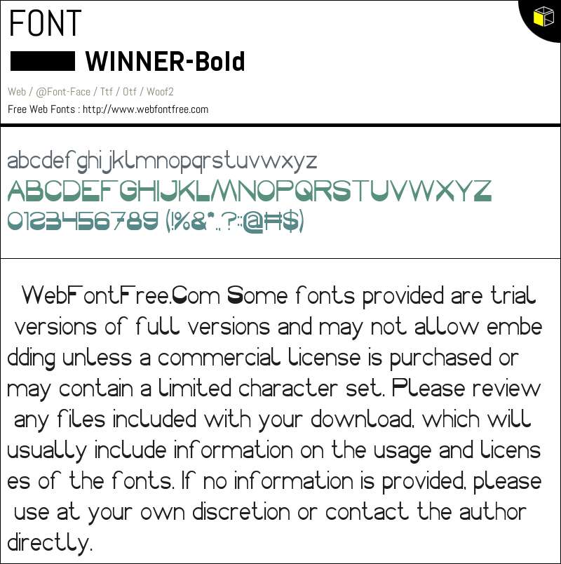 WINNER Bold Fonts Downloads - WebFontFree.Com