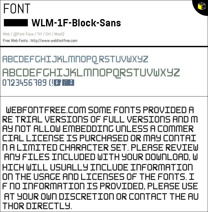 WLM 1F Block Sans Regular Fonts Downloads - WebFontFree.Com