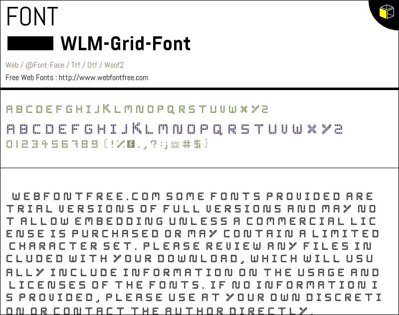 WLM Grid Font Regular Fonts Downloads - WebFontFree.Com