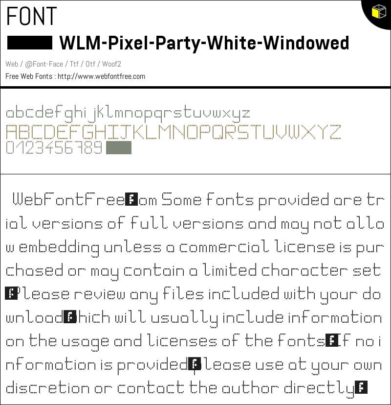 WLM Pixel Party White Windowed Regular Fonts Downloads - WebFontFree.Com