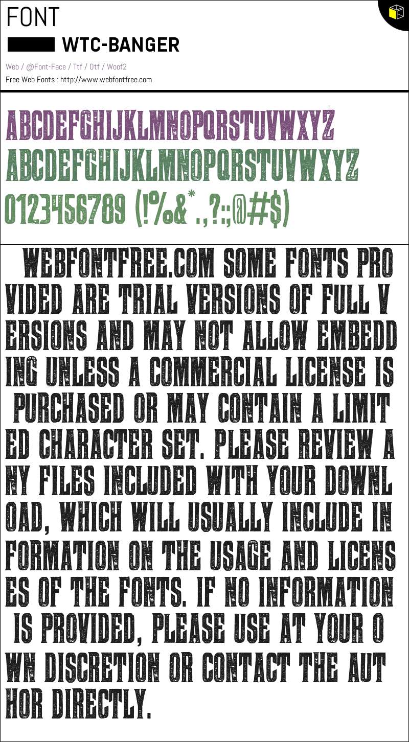 WTC BANGER Fonts Downloads - WebFontFree.Com