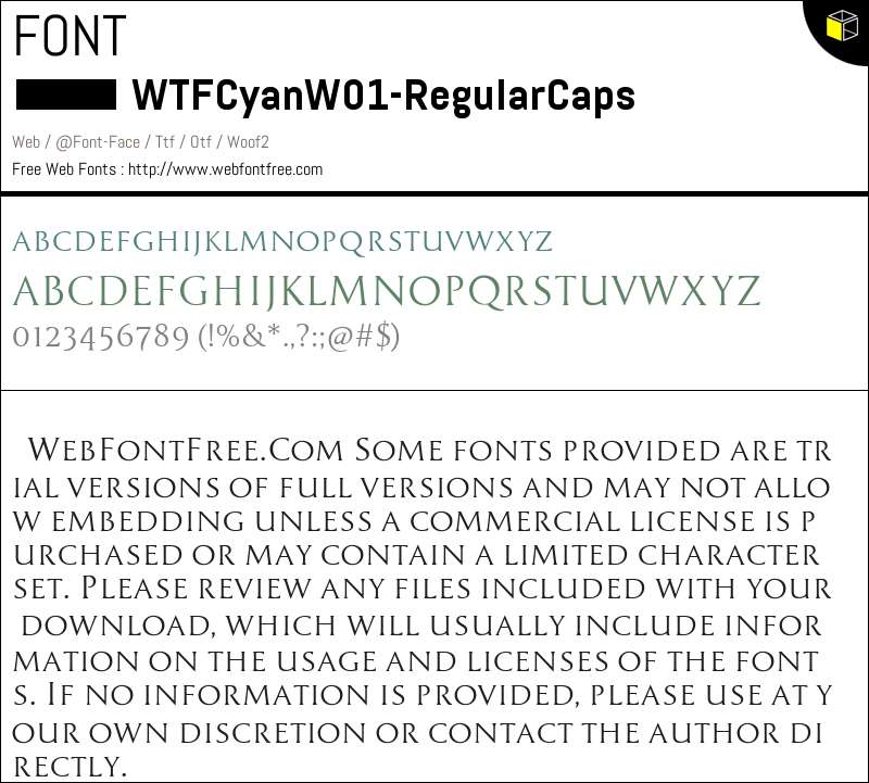 WTF Cyan W01 Regular Caps Fonts Downloads - WebFontFree.Com