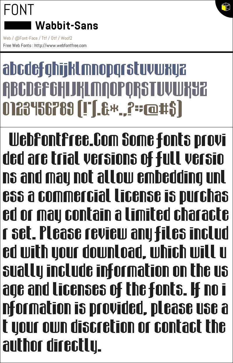 Wabbit Sans Regular Fonts Downloads - WebFontFree.Com