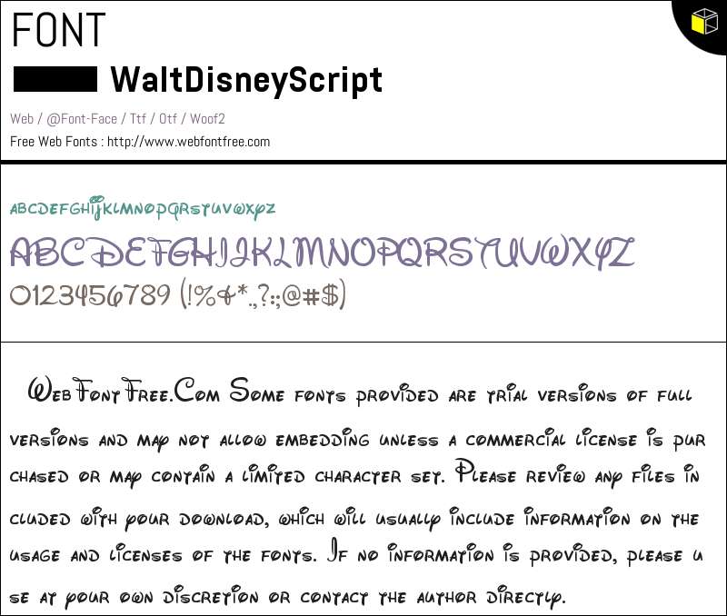 Walt Disney Script Fonts Downloads - WebFontFree.Com
