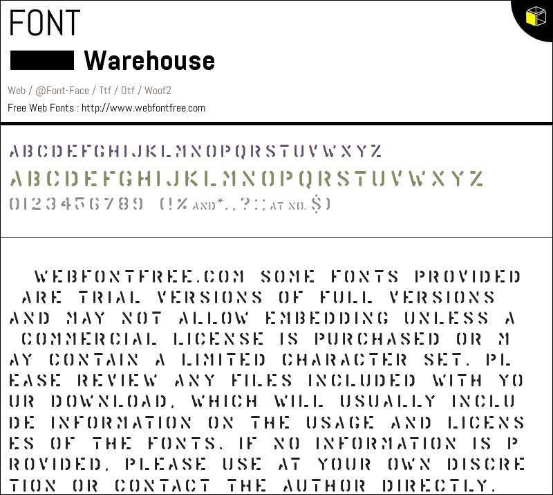 Warehouse Fonts Downloads - WebFontFree.Com