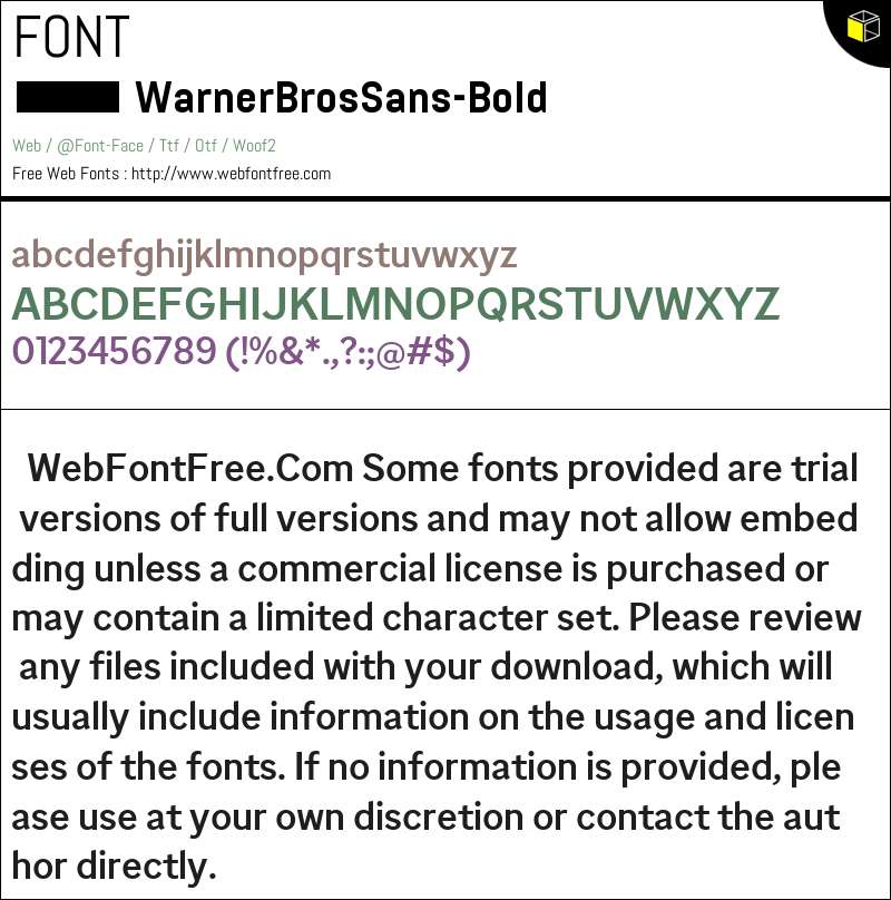 Warner Bros Sans Bold Fonts Downloads - WebFontFree.Com