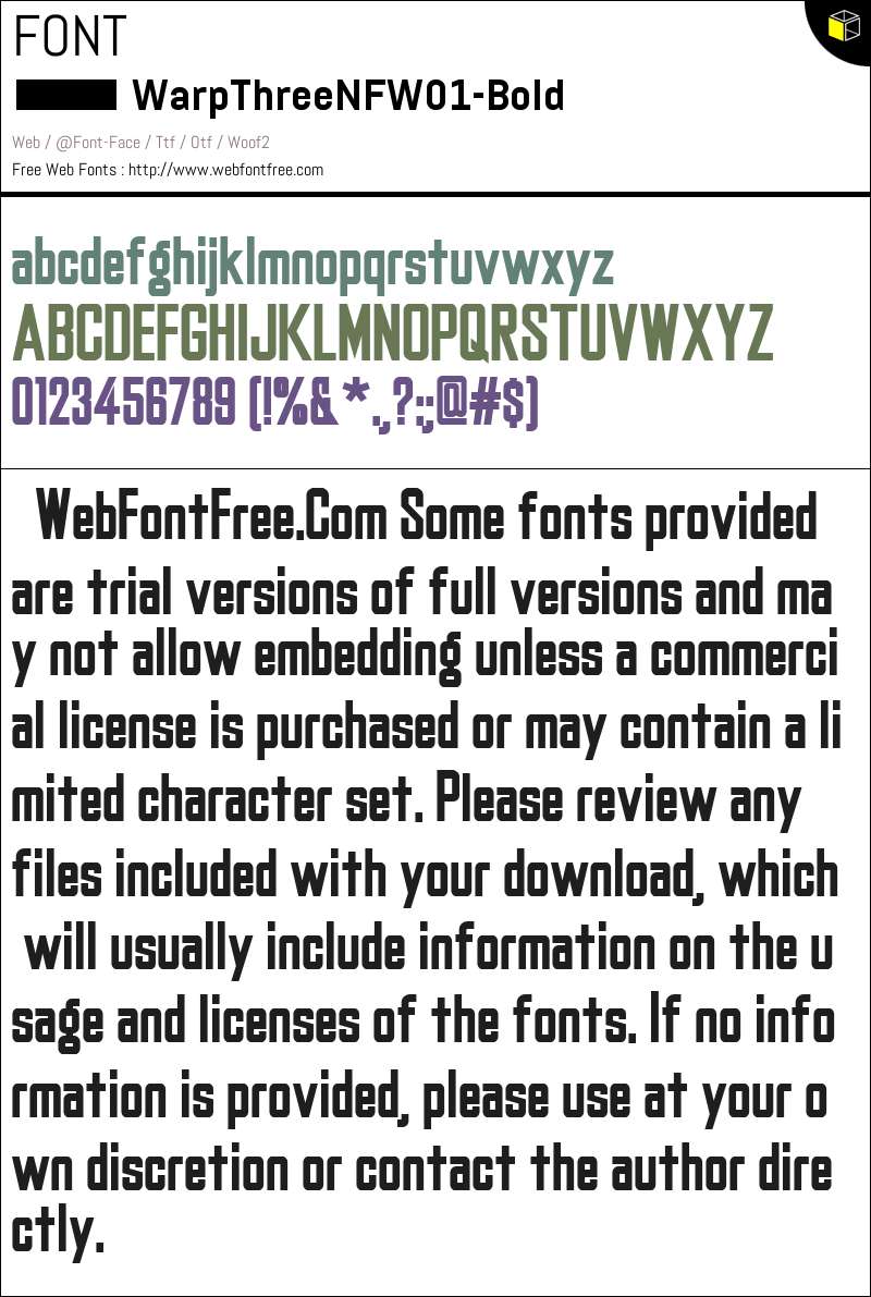 Warp Three NF W01 Bold Fonts Downloads - WebFontFree.Com