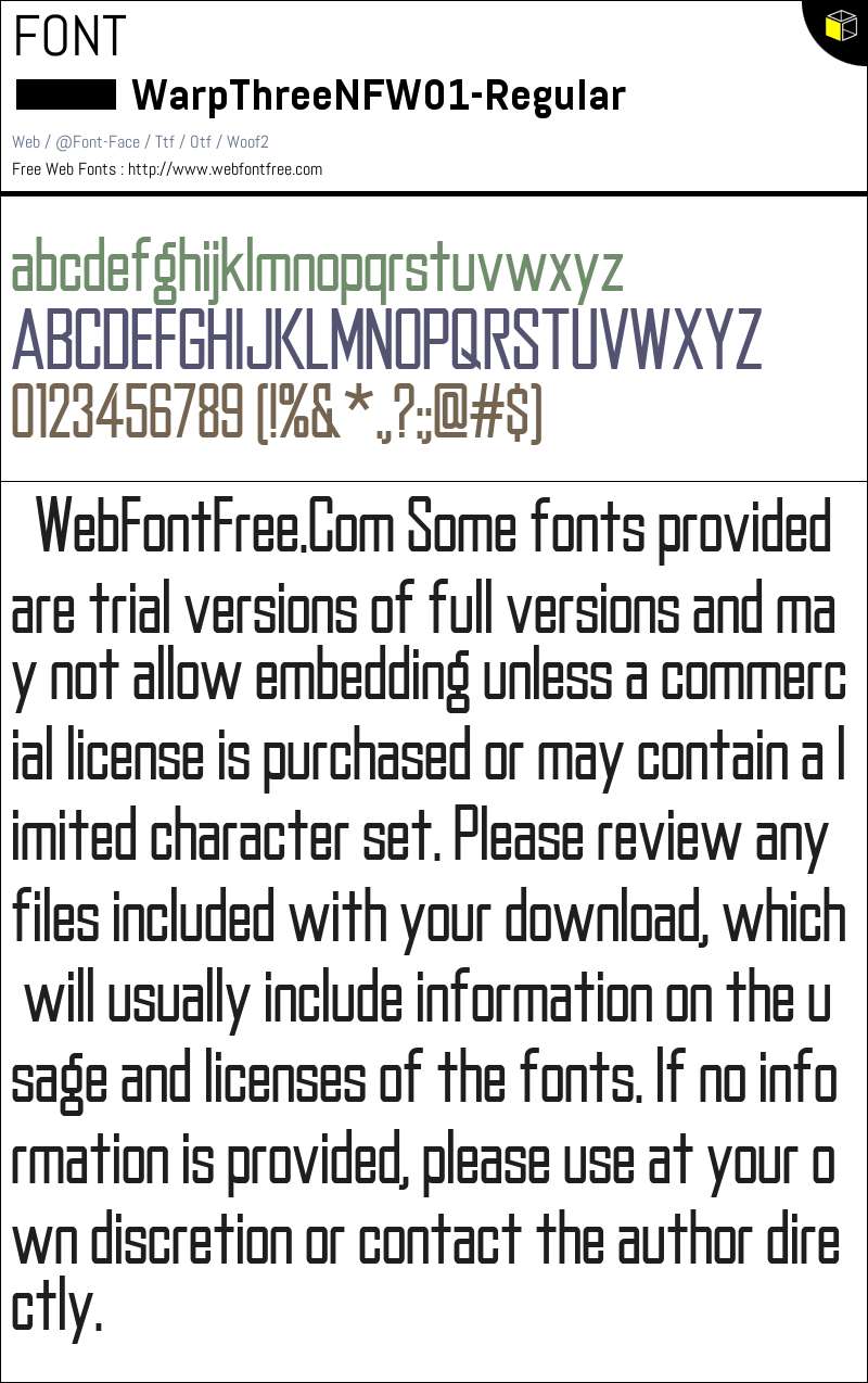 Warp Three NF W01 Regular Fonts Downloads - WebFontFree.Com